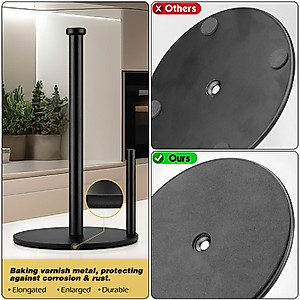 Black Paper Towel Holder, Countertop Paper Towel Holder, Steady Paper Roll Holder, Weighted Paper Towel Stand for Kitchen Bathroom