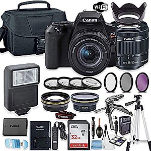 Canon EOS Rebel SL3 DSLR Camera Bundle with Canon EF-S 18-55mm STM Lens + 32GB Sandisk Memory + Camera Case + Digital Flash + Accessory Bundle (Renewed)