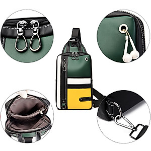 Sling Crossbody Bag for Men Faux Leather Shoulder Sling Chest Backpack Bag (Green)