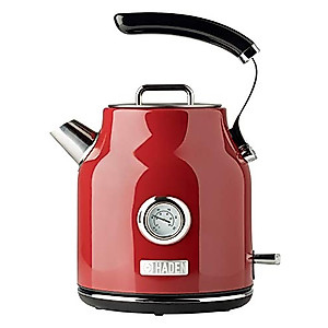 Haden Dorset Stainless Steel Electric Kettle - 1.7L (7 Cup) Tea Kettle with Auto Shut-Off and Boil-Dry Protection - Red