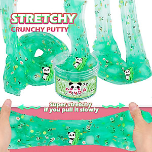 Green Clear Slime with Jelly Cubes and Cute Slime Add-ins, Glimmer Slime Crunchy Crystal Slime Boba Slime, Super Soft Sludge Toy with Cute Charms Kids Party Favors Slime for Girls and Boys