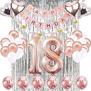 18th Birthday Decorations Banner Balloon, Happy Birthday Banner, 18th Balloons, Number 18 Balloons, 18 Years Old Birthday Decoration Supplies Sweet Eighteen Decorations