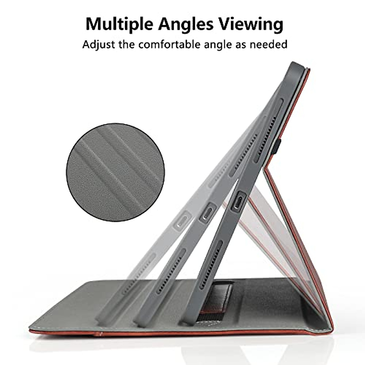 HFcoupe iPad Pro 12.9 Case 6th Generation 2022 / 5th Gen 2021, 12.9 Inch iPad Pro case with Pencil Holder and Pocket, Multiple Angles Viewing Flip Cover Protective Folio Auto Sleep/Wake - Brown