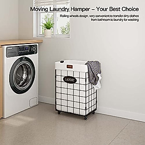 Wire laundry Basket with Wheels & Removable Liner Bag for Bedroom, Small 72L Laundry Hampers Black Rolling Baskets Dirty Clothes Hamper on Wheels Cesto de Ropa Sucia Canastos Para Ropa Sucia