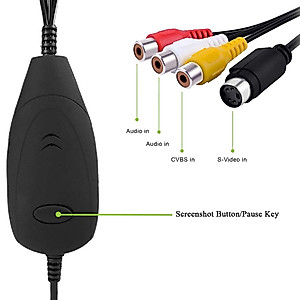 Andthere VHS to Digital Converter for Windows 10, USB2.0 Video Audio Capture Card, VHS to DVD Converter