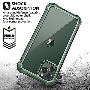 Dexnor iPhone 11 Pro Case with Screen Protector Clear Rugged Full Body Protective Shockproof Hard Back Defender Dual Layer Heavy Duty Bumper Cover Case for iPhone 11 Pro 5.8" - Green