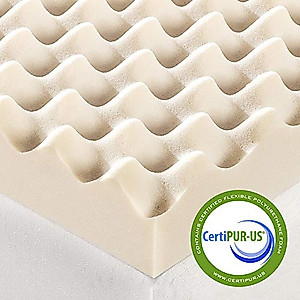 Best Price Mattress 3 Inch Egg Crate Memory Foam Mattress Topper with Copper Infusion, CertiPUR-US Certified, King,Beige