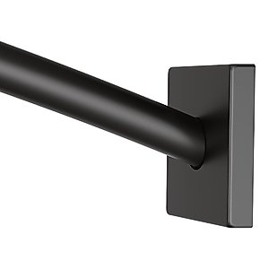 Moen Triva Matte Black Adjustable 54 to 60-Inch Curved Shower Rod, Wall Mounted Permanent Shower Curtain Rod for Bathroom, CSR2168BL