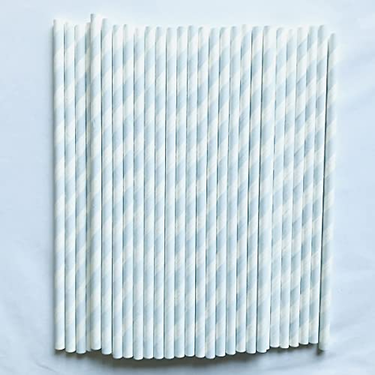 500 pcs Party Disposable Paper Drinking Straws Bulk, Colored Cheap Restaurant Coffee Cocktail Juice Bar Kids Baby Bridal Shower Wedding Birthday Craft Lollipop Cake Pop Sticks (Pastel Blue)