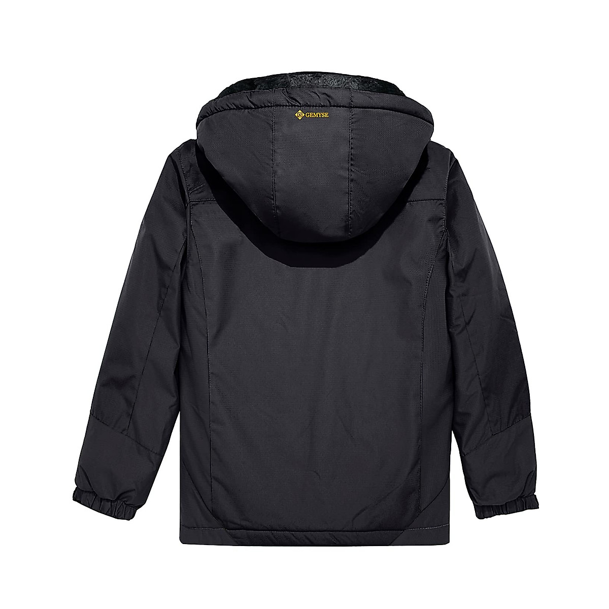 GEMYSE Boy's Waterproof Ski Snow Jacket Fleece Windproof Winter Jacket with Hood (Black,8)