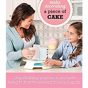 ForeverSmooth Cake Turntable Stand- Sturdiest Rotating Cake Leveler & Slicer. Decorating Supplies Kit w/Offset Spatula Set, Icing Bench Scraper, Cake Boards. 12 Inch White Spinner Baking Accessories