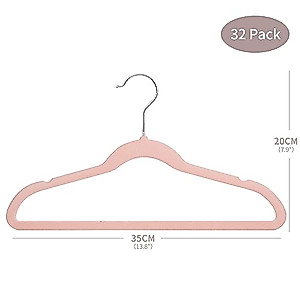 ManGotree 13.8 Inch Premium Kids Velvet Hangers, Ultra-Thin Children's Clothes Hangers with 360° Swivel Hook, Non-Slip Felt Hangers for Youth, Sturdy & Durable (32 Pack, Pink)