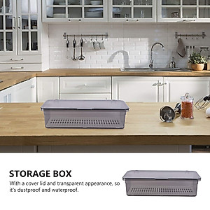 YARNOW Plastic Kitchen Cutlery Tray Cutlery Storage Box Kitchen Flatware Organizer Box with Lid Rectangular Utensil Tray for Home Chopstick Storage containers Kitchen Chopstick Holder Box ( Black )