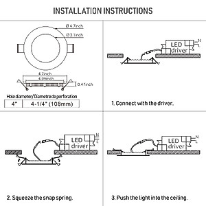 TORCHSTAR 12-Pack Essential Series 4 Inch Ultra-Thin LED Recessed Lighting with J-Box, 5000K Daylight, 10W Dimmable 700lm Brightness LED Downlight, ETL & Energy Star Listed