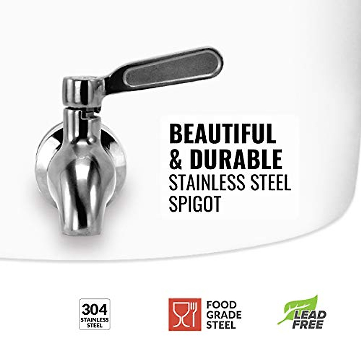 Geo Sports Porcelain Ceramic Crock Water Dispenser, 8 Inch Wood Stand, Stainless Steel Faucet, Valve and Lid Included. Fits 3 to 5 Gallon Jugs. BPA & Lead Free (Blue Stripe)