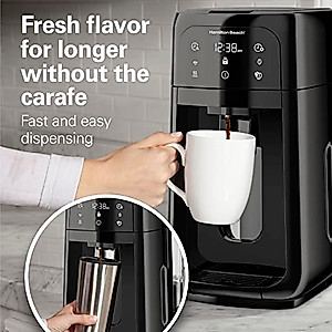 Hamilton Beach One Press Programmable Dispensing Drip Coffee Maker with 12 Cup Internal Brew Pot, Removable Water Reservoir, Black Next Gen (47600)