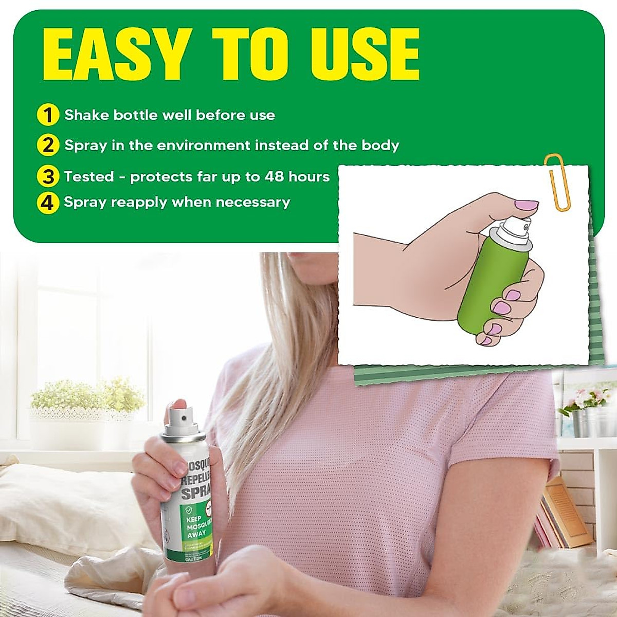 PREPELLITY Mosquito Repellent Spray, Mosquito Control Spray for Room, Mosquito Repellent Outdoor Patio, Indoor Mosquito Spray, Yard Mosquitoes Deterrent, Keep Mosquitoes Away Safe for Travel Size-2P