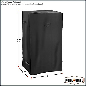 Pure Grill 30-inch Smoker BBQ Grill Cover for Electric Vertical Smokers - Universal Fit, Heavy-Duty, Waterproof, Fade Resistant Fabric (Cover - 19&quot; x 17&quot; x 30&quot;)