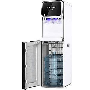 SOOPYK Hot and Cold Bottom Loading Water Dispenser Cooler with Self Cleaning for 3-5 Gallon Bottle Durable Steel Frame Child Safety Lock for Home Office