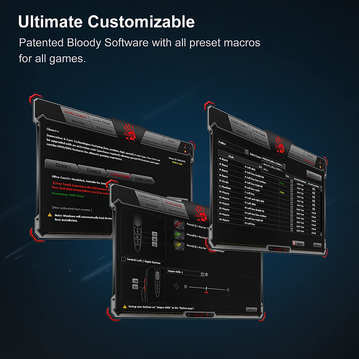 Bloody W60Max Wired RGB FPS Gaming Mouse, 10000 CPI, All Buttons Programmable, 2000Hz Report Rate, 250 IPS, 4M Onboard Memory (Pandawhite)