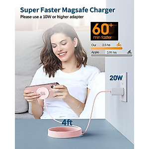 Magnetic Wireless Charger Fast Apple Mag-Safe Charger for iPhone 15 Pro Max/15 Pro/15/15 Plus/14/13/12 Series AirPods 3/2/Pro/Pro 2 LED Magnet Charging Pad with Dual Charging Ports Pink