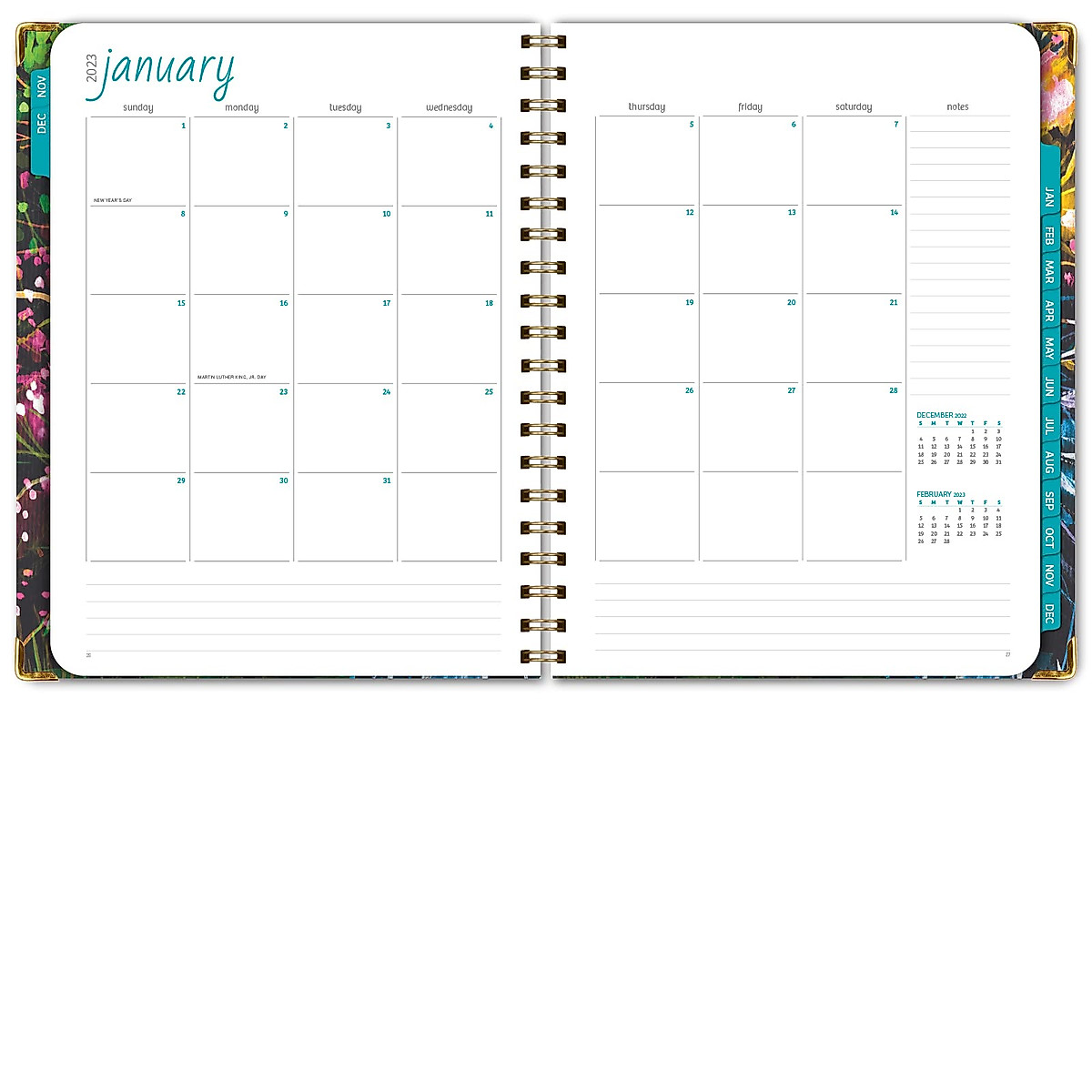 HARDCOVER 2023 Planner: (November 2022 Through December 2023) 8.5"x11" Daily Weekly Monthly Planner Yearly Agenda. Bookmark, Pocket Folder and Sticky Note Set (Black Tree Seasons)