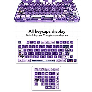 ASHATA Mechanical Keyboard, Transparent Case 80 Keys Keyboard, Triple Modes Gasket Structure Gaming Keyboard for Office School Game