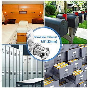 Sissinda Cam Locks Cabinet Locks Keyed Alike,1-1/8Inch Cylinder Fits on 0.9Inch Max Panel Thickness,Secure Drawer RV Camper Trailer,Zinc Alloy(1-1/8Inch 12Pcs)