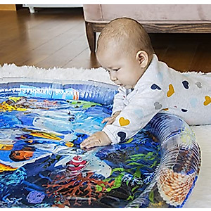 TT TUMMYTIMEZ Premium Tummy Time Water Mat, XL Inflatable Activity Center Promoting Baby Motor and Sensory Development, Grow Through Play Sensory Stimulation Gift for Infants Toddlers Boys Girls