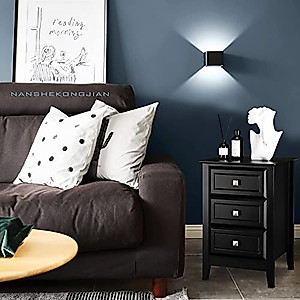 Bonnlo Upgraded 3 Drawers Night Stands for Bedrooms Set of 2, Wooden Black Nightstand Stylish, Modern Bed Side Table/Night Stand for Small Spaces, College Dorm, Kids’ Room, Living Room, 24H