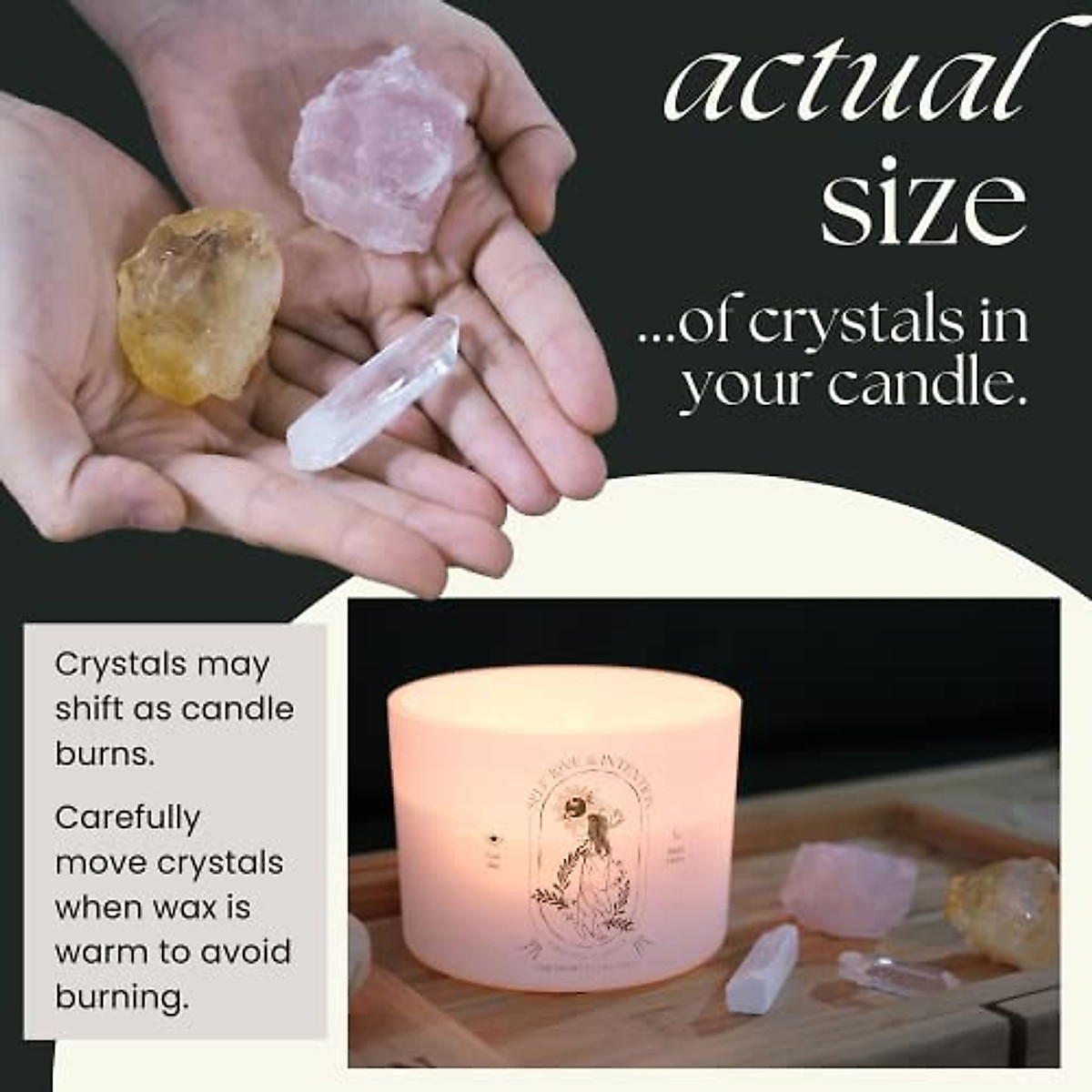 Healing Crystal Candle - 12oz Soy Candle with Crystals Inside. Manifestation Aromatherapy Candle, Spiritual Gifts for Women. Crystals and Healing Stones, Self Love Three Wick Zodiac Astrology Candles