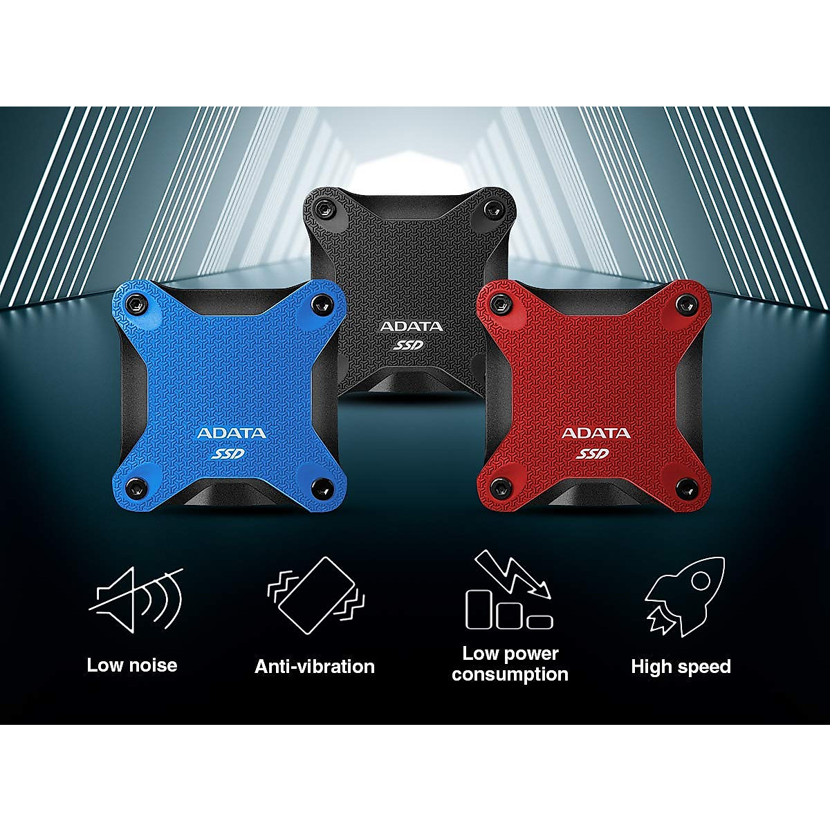 ADATA SD600Q 240GB Ultra-Speed Portable Durable External SSD - Up to 440MB/s -3D NAND USB3.2 Blue (ASD600Q-240GU31-CBL)