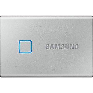 SAMSUNG T7 Touch Portable SSD 1TB, Up to 1050MB/s, USB 3.2 External Solid State Drive + 2mo Adobe CC Photography (MU-PC1T0S/WW), Silver