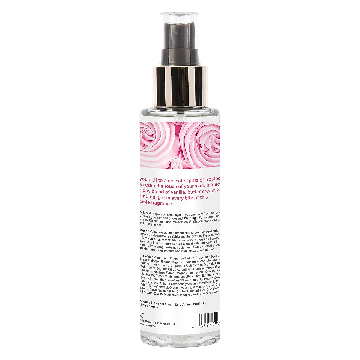 Coochy Fragrance Mist Body Spray - Organic, Boost of Scent for Skin & Hair - Infused w/Vanilla, Butter Cream & Lilac - Frosted Cake, 4floz/118ml