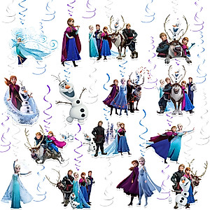 45 Pieces Frozen Hanging Swirl Decorations, Frozen Theme Foil Hanging Swirl Streams Ceiling Hanging Decorations for Kids Birthday Party Supplies