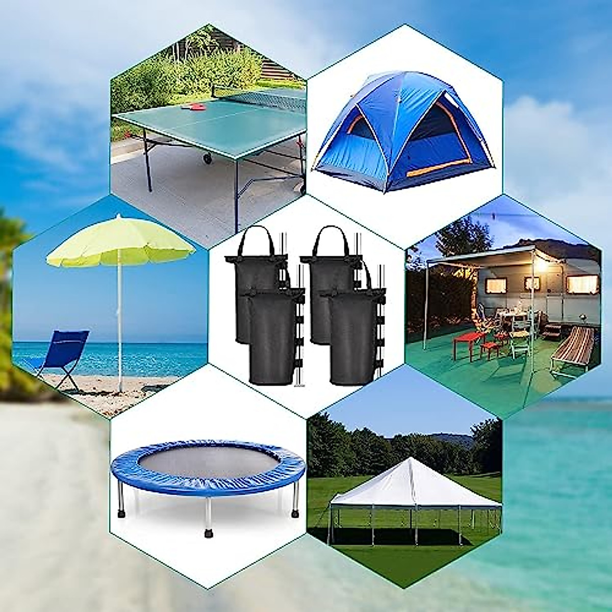 Industrial Gazebo Weights 600D, Set of 4 Gazebo Weights for Gazebos, PVC Inner Coating, Sand Bag for Pop-Up Tent, Canopy or Parasol