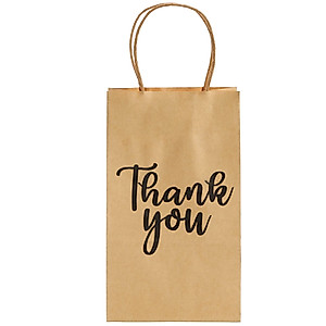 Sparkle and Bash Thank You Party Favor Kraft Bags (9 x 5.3 x 3.15 in, 100 Pack)