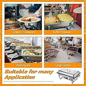 6 Pcs Chafing Dish Buffet Set 8 Qt Stainless Steel Chafer Complete Set Catering Buffet Servers and Warmers with Foldable Frame, Food Pan, Fuel Holder and Lid for Parties Banquet Wedding (Full Size)