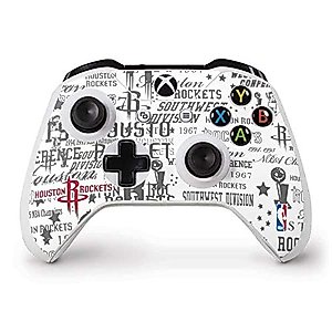 Skinit Decal Gaming Skin compatible with Xbox One S Controller - Officially Licensed NBA Houston Rockets Historic Blast Design