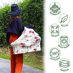 Floral Nursing Pillow Cover & Carseat Cover Set, Breastfeeding Pillow Slipcover & Car Seat Canopies for Baby Boys & Girls, Nursing Pillow Case & Stroller Covers for Newborn, Soft Fabric Fits Snug On I