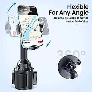 Cup Holder Phone Mount Wireless Car Charger 15W Qi Fast Charging Cup Holder Adjustable Cupholder Phone Holder Charger for Car with QC 3.0 Adapter Compatible with iPhone13/13Pro/Max All Smart Phones