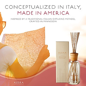 Alora Ambiance Arancia 8 oz Reed Diffuser | Long-Lasting Feminine Citrus Floral Fragrance | Beautifully Designed for Any Space