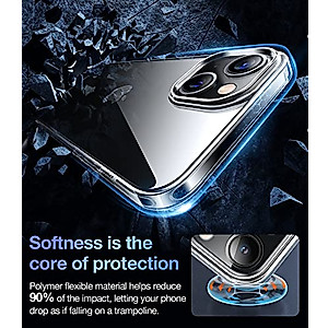 TORRAS Crystal Clear Designed for iPhone 14 Case, [Non-Yellowing] Slim Fit Ultra Thin [Military Drop Protection] Soft Silicone TPU Shockproof Protective Cover Case for iPhone 14 6.1 Inch, Clear