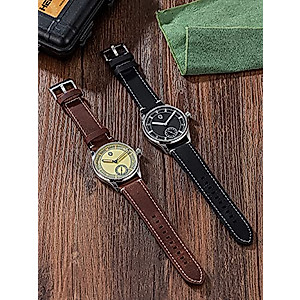 QM Pilot Wristwatch for Men Automatic Mechanical C3 Green Luminous Waterproof Fashion 316L Steel Case Leather Strap New in 8021 (SM8021A Y)