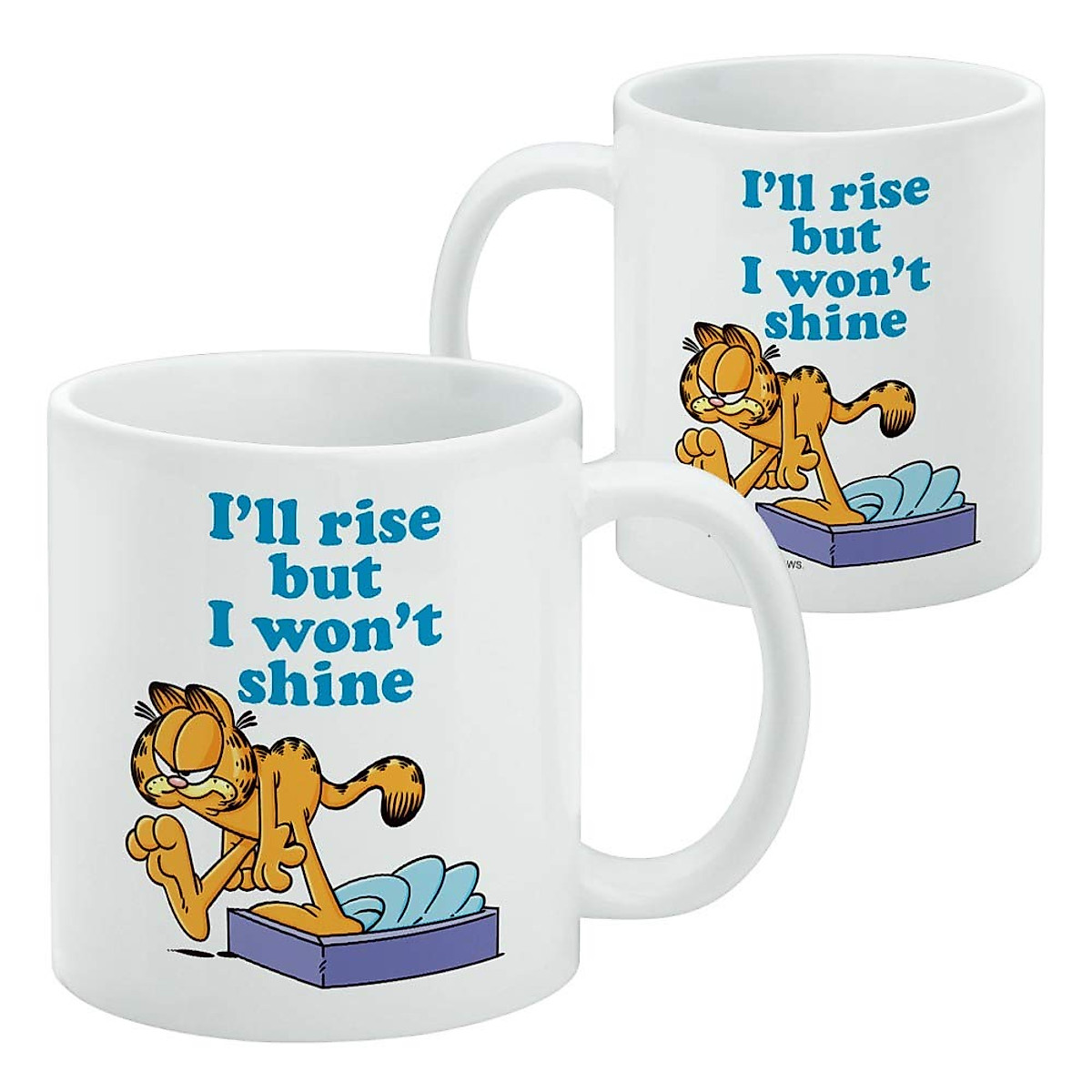 GRAPHICS & MORE Garfield I'll Rise but I won't Shine Ceramic Coffee Mug, Novelty Gift Mugs for Coffee, Tea and Hot Drinks, 11oz, White