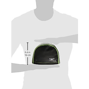 Speedo unisex-adult Swim Cap Stretch Fit,Black/Silver,Large/X-Large