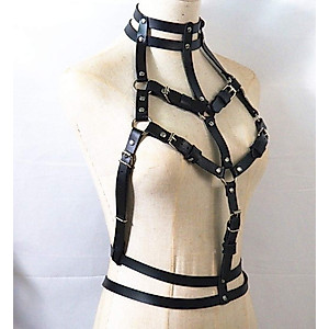 Women Leather Body Chest Harness Waist Belt Straps Suspenders Punk Adjustable (QS026)