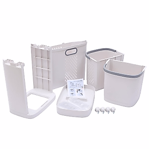 Headery 2 Layer 3 Movable Household Laundry Baskets, PP Laundry Hamper with Universal Wheels, Large Floor-standing Clothes Storage Dirty Clothes Basket with Thickened Handles(White)