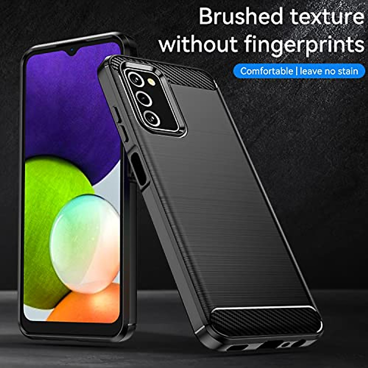 Osophter for Galaxy A03S Case,Samsung A03S Case with 2pcs Screen Protector Shock-Absorption Flexible TPU Rubber Protective Cell Phone Cover for Samsung Galaxy A03S US(Black)