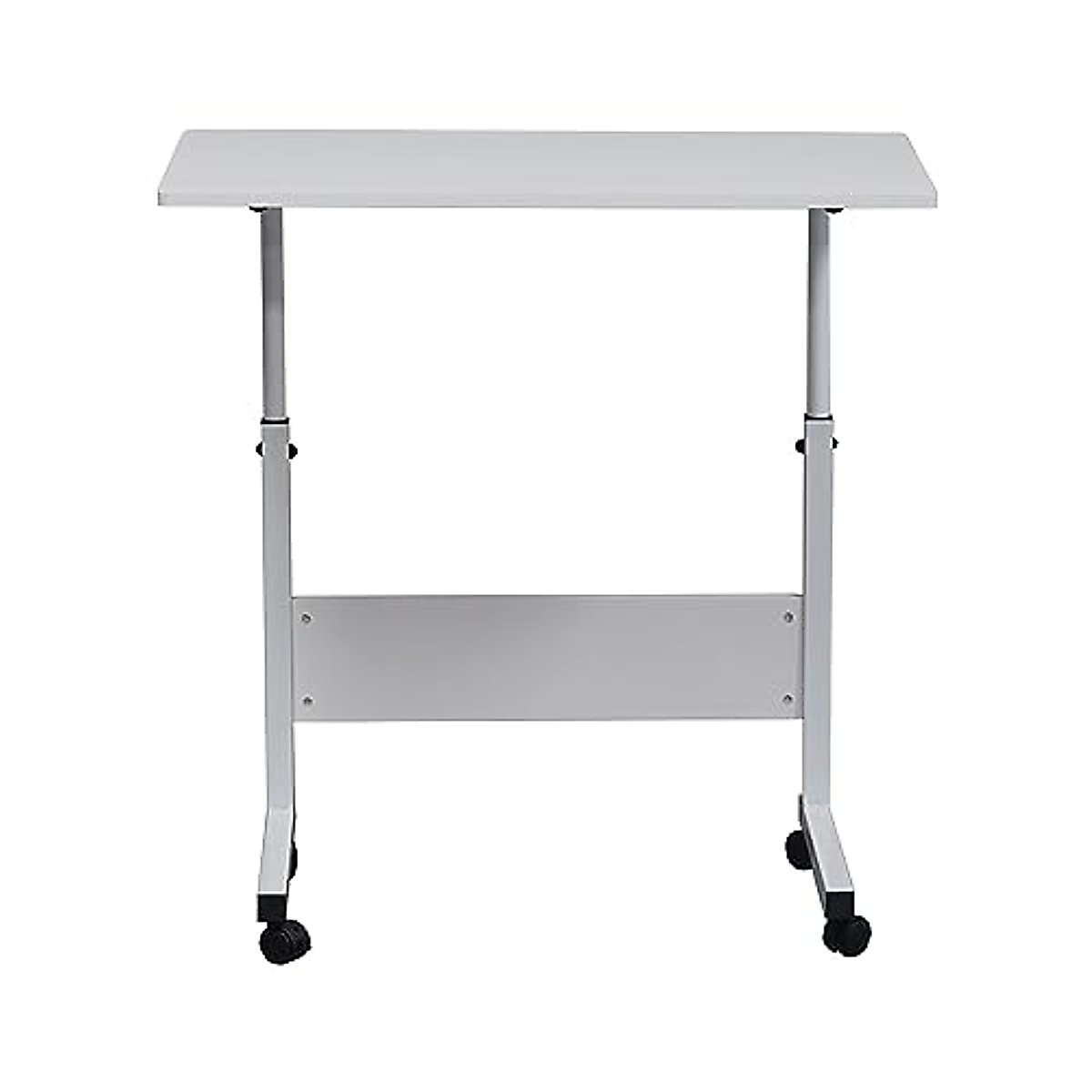 Lifting Mobile Computer Desk Standing Adjustable Height Rolling Laptop Small Desks for Small Spaces Foldable Workstation Writing Desk Collapsible Study Table Corner Side Table,Easy to Assemble,White